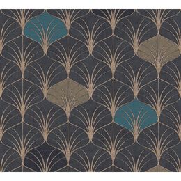 A.S. Cr&eacute;ation Vliestapete &raquo;Pop Style&laquo; gemustert ornamental glatt Geometrische Tapete Retro Tapeten Wohnzimmer Schlafzimmer K&uuml;che Design schwarz Vinyl, Vlies B/L: 