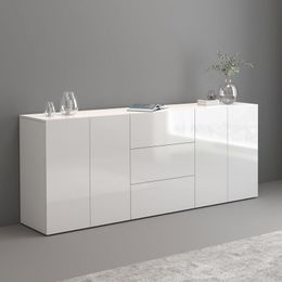 OTTO home Sideboard &raquo;Egypt, Kommode, Schrank, grifflos&laquo; 4 T&uuml;ren, 3 Schubk&auml;sten mit Push-To-Open,komplett Hochglanz Breite 200 wei&szlig; B/H/T: 200cm x 80cm