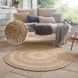 NORTHRUGS Teppich &raquo;Almendro&laquo; rund 6 mm H&ouml;he Sisal Optik, Robust, Pflegeleicht, Flachgewebe beige Polypropylen (PP) &Oslash; 160cm 1 Stk., 6mm, &Oslash; 160cm