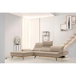 Creation BY ROLF BENZ Ecksofa &raquo;CR.420, Designecksofa, L-Form&laquo; in 2 Qualit&auml;ten, Holzrahmen in Eiche Natur oder Nu&szlig;baum, Breite 293 cm beige Flachgewebe