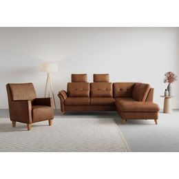 Sit & More sit&more Ecksofa &raquo;G&ouml;teborg&laquo; inkl. Sitztiefenverstellung, wahlweise mit Bettfunktion & Bettkasten braun B/H/T: 250cm x 90cm x 226cm, Luxus-Microfaser, 