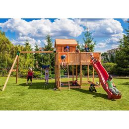 Fungoo Spielturm &raquo;My SPACE_XL Move+&laquo; mit Schaukel & Rutsche braun Holz, Metall, Polyethylen Einheitsgr&ouml;&szlig;e