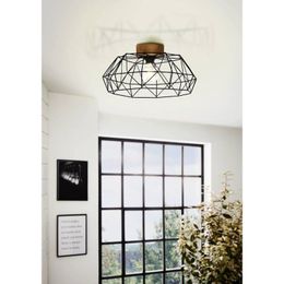 Eglo Deckenleuchte &raquo;PADSTOW Deckenlampe, Stahl und Holz, E27, IP20, Wohnzimmerlampe, Lampe&laquo; E27 1 Stk. Wand-/Deckenleuchte, H20,5 x &Oslash;45,5 cm, schwarz,