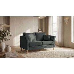 OTTO home 2-Sitzer &raquo;Arellano, Breite 155 cm&laquo; klassisches Design, 2 Zierkissen inklusive, Webstoff fein, Chenille grau B/H/T: 155cm x 87cm x 86cm, 