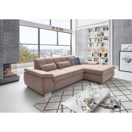 Die PlanBar Ecksofa &raquo;MP-IN16037 L-Form, Breite 289 cm, mit Federkern-Polsterung&laquo; mit Sitztiefenverstellung & Zierkissen lila 100% Polyester B/H/T: 