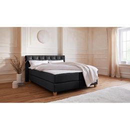 Home Affaire Boxspringbett &raquo;Harmones&laquo; in 3 Breiten, H&auml;rtegrad auch im Mix mit je 1 Matratze in H2 und H3 grau Struktur (100% Polyester) Struktur, 