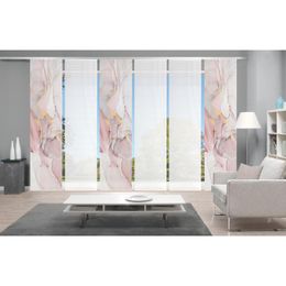 Vision S Schiebegardine &raquo;MARMOSA 6er SET&laquo; Paneelwagen 6 Stk. tlg. Bambus-Optik, Digital bedruckt rosa Polyester 260cm, Paneelwagen, 60cm