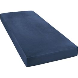 Janine Spannbettlaken &raquo;ELASTIC 5002&laquo; f&uuml;r Matratzen bis 35 cm H&ouml;he, 95% Baumwolle, hochwertig, langlebig blau Jersey-Elasthan, Obermaterial: 95% Baumwolle, 5%