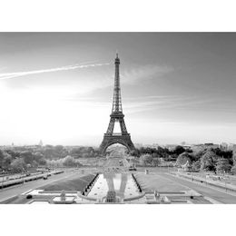 papermoon Fototapete &raquo;Paris Eiffelturm Schwarz & Wei&szlig;&laquo; schwarz Vlies B/L: 4,5m x 2,8m, Bahnen: 9 Stk.
