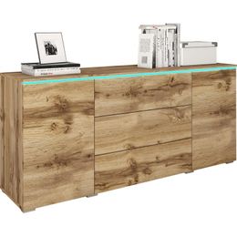 Home Affaire Sideboard &raquo;VERA, grifflos&laquo; verstellbare Einlegeb&ouml;den, Wahlweise mit oder ohne Beleuchtung braun B/H/T: 150cm x 67,9cm x 39,5cm, ohne 