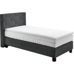 Westfalia Schlafkomfort Boxspringbett wahlweise mit Topper grau Bezug: 100% Polyester Microvelours Ohne Topper, Liegefl&auml;che B/L: 120cm x 200cm, H2 + H2, 7-Zonen-