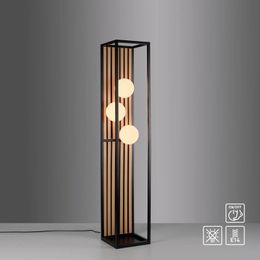 OTTO home Stehlampe &raquo;Evinnia Akustikpaneele mit Glaskugeln&laquo; E14 Warmwei&szlig; Holz, Akustik, Paneele, Glas, opal matt wei&szlig;, Stehleuchte, Fu&szlig;schalter braun 