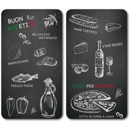Kesper Schneide- und Abdeckplatte &raquo;Herdabdeckplatte, Motiv: Ristorante&laquo; zum Schneiden und Abdecken bunt ESG-Sicherheitsglas B/H/L: 30cm x 52cm, 2 Stk.