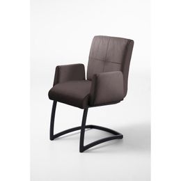 exxpo - sofa fashion Freischwinger &raquo;Affogato mit komfortablen Armlehnen&laquo; () attraktiven Kreuznaht in der R&uuml;ckenlehne braun Kunstleder, Metall B/H/T: 