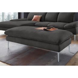 W.Schillig Hocker &raquo;enjoy&MORE&laquo; F&uuml;&szlig;e silber matt, Breite 151 cm grau Chenille-Flachgewebe R66 (85% Polyester, 15% Nylon);Longlife Xtra-Leder Z59: 
