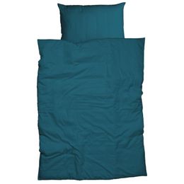 CASATEX Bettw&auml;sche &raquo;Uni&laquo; 2 Stk. Uni Design, Rei&szlig;verschluss, tolle Farben blau Satin, Obermaterial: 100% Baumwolle B/L: 155cm x 220cm, 1 Stk., 1 Stk., 