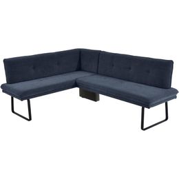 K+w Komfort & Wohnen K+W Komfort & Wohnen Eckbank 1 Stk. tlg. Polstereckbank in Spitzkissenoptik, Sitz und R&uuml;cken gesteppt blau B/H/T: 157cm x 87cm x 207cm, Flachgewebe 