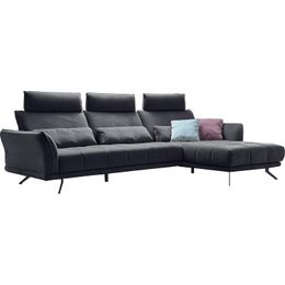 Die PlanBar Ecksofa &raquo;MP-IN20041 L-Form&laquo; optional Sitztiefenverstellung und Kopfst&uuml;tzen grau 100% Polyester B/H/T: 285cm x 84cm x 178cm, Velours, 