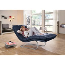 W.Schillig Relaxliege &raquo;daily dreams&laquo; in Waffelkissen-Optik, wahlweise mit Motor, Freischwingergestell blau Longlife Xtra-Leder Z59: Glattleder mit 