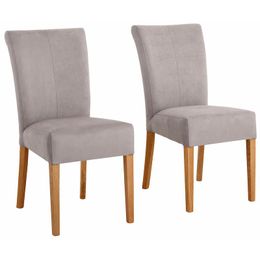 Home Affaire 4-Fu&szlig;stuhl &raquo;Queen Polsterstuhl&laquo; (Set) 4 Stk.verschiedene Bez&uuml;ge, Gestell Massivholz grau Massivholz B/H/T: 47cm x 93cm x 64cm, 4 Stk., 