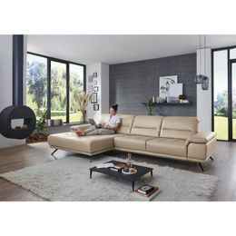 Die PlanBar Ecksofa &raquo;PN-EM19074, L-Form, Breite 343 cm&laquo; inkl. Sitztiefen- und Kopfteilverstellung B/H/T: 343cm x 193cm, Glattleder TORRO Stoff, 