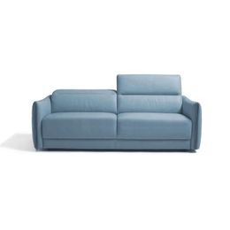 Egoitaliano Schlafsofa &raquo;FOX, Made in Italy-Designsofa mit Dauerschlaffunktion,Breite 216 cm&laquo; Schlafsofa aus Echtleder Bull mit verstellbaren Kopfst&uuml;tzen blau 