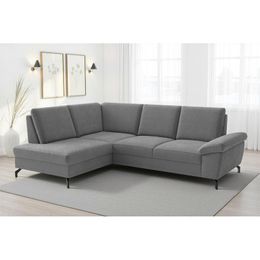 Sit & More sit&more Ecksofa &raquo;Chelsea L-Form, B: 264 cm, mit Armteil-& Sitztiefenverstellung&laquo; optional Schlaffunktion und Bettkasten grau 100% Polyester B/H/T: 