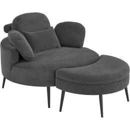 OTTO home Loveseat &raquo;Riko Sessel, B: 110 cm, Sitzh&ouml;he: 44 cm&laquo; XXL- Sessel, mit Stauraumhocker, R&uuml;ckenst&uuml;tze & 4 Zierkissen grau 95%Polyester, 5%