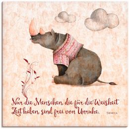 Artland Leinwandbild &raquo;Lebensweisheit Zeit&laquo; Tiere 1 Stk. tlg. auf Holzrahmen gespannt beige Leinwand B/H/T: 40cm x 40cm, Leinwandbild Tiere quadratisch, 1 Stk.