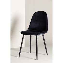 Esszimmerstuhl &raquo;Polar, 2er-Set Esszimmerst&uuml;hle in Beige-Samt, 150 kg belastbar&laquo; () 2 Stk.Polsterstuhl, Samt-Bezug, Metallbeine, abgerundet, modern 
