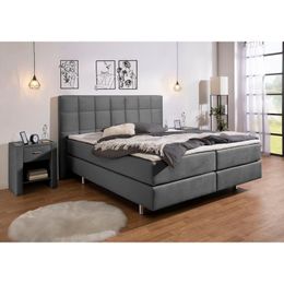 Home Affaire Boxspringbett &raquo;Loomis&laquo; inkl. Topper, wahlweise in H2, H3 oder H4 erh&auml;ltlich grau Microfaser 7-Zonen-Tonnentaschen-Federkernmatratze, 