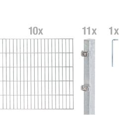 Alberts Doppelstabmattenzaun &raquo;Grundset&laquo; H&ouml;he: 80-200 cm, Gesamtl&auml;nge: 4-30 m, zum Einbetonieren Stahl H/L: 120cm x 20m