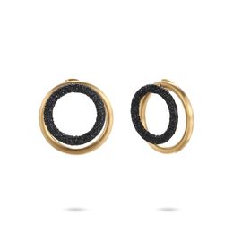 Kingka Damen Paar Ohrstecker &raquo;KOURI Stardust&laquo; schwarz 25,5mm, Edelstahl