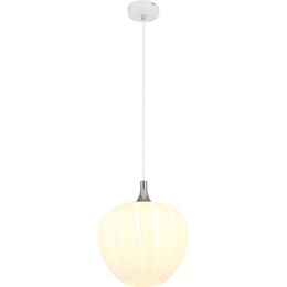 Globo LIGHTING H&auml;ngeleuchte &raquo;MAXY&laquo; E27 1 Stk. H&auml;ngelampe/Pendelleuchte/wei&szlig;/Glas opal/ Dekorillen wei&szlig; &Oslash; 29cm H: 120cm, 1 Stk.