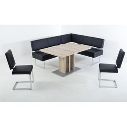 K+w Komfort & Wohnen K+W Komfort & Wohnen Essgruppe 4 Stk. tlg. langer Schenkel links oder rechts, 2 Freischwinger, 1 Funktionstisch schwarz B/H/T: 199cm x 89cm x 158cm, 