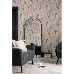 next Vliestapete &raquo;Vogel Vliestapete 10mx52cm&laquo; botanisch glatt Chinoiserie Vogelweg blau 10mx52cm beige Vlies B/L: 0,52m x 10m, Rollen: 1