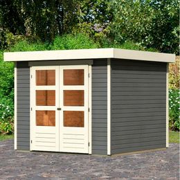 Karibu Gartenhaus &raquo;Arnis 3,5&laquo; naturbelassen oder terragrau grau Holzwerkstoff ohne Fu&szlig;boden, ohne Dacheindeckung