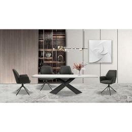 ByLiving Esszimmerstuhl &raquo;Blair&laquo; (Set) 2er-Set, 360 Grad drehbar, gem&uuml;tlicher Sessel, verschiedenen Stoffe grau Metall B/H/T: 60cm x 88cm x 64cm, Luxus