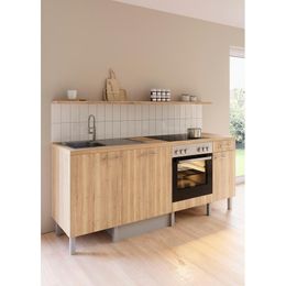 Optifit K&uuml;che &raquo;Lilly&laquo; Breite 210, wahlweise mit E-Ger&auml;ten braun B/H/T: 210cm x 90cm x 60cm, ohne E-Ger&auml;te