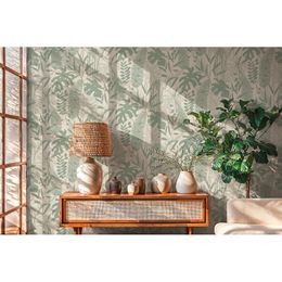 A.S. Cr&eacute;ation Vliestapete &raquo;Cuba II Tropische Bl&auml;tter&laquo; Retro floral tropisch leicht strukturiert Feines Blattdesign mit filigranen Linien und nat&uuml;rlicher Optik gr&uuml;n 