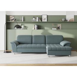 DOMO collection Ecksofa &raquo;FRANZI 278x170x81 cm, Steppung im Sitzbereich, L-Form&laquo; wahlweise mit Bettfunktion, Bettkasten und Kopfteilverstellung blau 