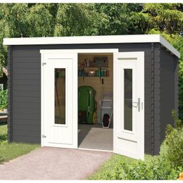 Lasita Maja Gartenhaus &raquo;Sacramento&laquo; Blockbohlenhaus 28mm grau Massivholz ohne Fu&szlig;boden, ohne Dacheindeckung