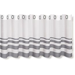 GERSTER Scheibengardine &raquo;Eskil&laquo; &Ouml;sen 1 Stk. tlg. HxB: 50x140, mit modernem Streifen Design grau Polyester 50cm, &Ouml;sen, 140cm