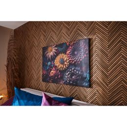 Leinwandbild &raquo;Wandbild BUNTE BLUMEN 60x90 cm &ndash; Leinwandbild Keilrahmen Deko modern&laquo; Blumen 1 Stk. tlg. auf Keilrahmen gespannt gelb Canvas, MDF B/H/T: