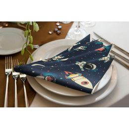 Adam Stoffserviette &raquo;Space&laquo; GOTS organic,zertifiziert durch CERES 0242f&uuml;r Kinder blau Obermaterial: 100% Baumwolle Bio-Baumwolle