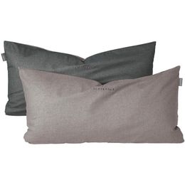 Schiesser Kissenh&uuml;llen &raquo;Doubleface aus weicher Baumwolle mit edlem Melangeeffekt in Wendeoptik&laquo; Made in Green grau Renforc&eacute;, Renforc&eacute; B/L: 40cm x 80cm, 2 Stk., 