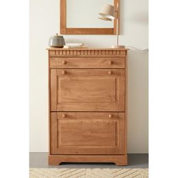 OTTO home Schuhschrank &raquo;Lisa&laquo; mit 1 Schubkasten und 2 Klappen, H&ouml;he 105 cm, Breite 75 cm beige FSC -zertifizierter Holzwerkstoff, Massivholz B/H/T: 