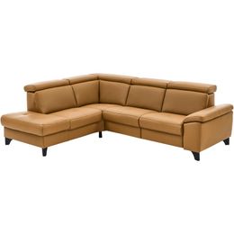 Die PlanBar Ecksofa &raquo;PN-EM23166 L-Form&laquo; optional mit Kopfteilverstellung und Stauraum gelb B/H/T: 261cm x 80cm x 235cm, Glattleder TORRO, Recamiere 
