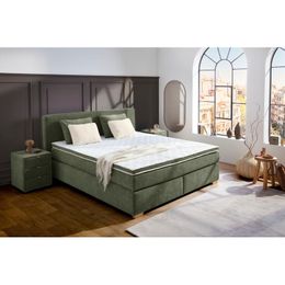 Jockenh&ouml;fer Boxspringbett &raquo;Ronja, inkl. 7-Zonen-TTFK-Matratzen, Kaltschaum-Topper&laquo; inkl. 4 Kissen, 180x200 cm, verschiedene H&auml;rtegrade w&auml;hlbar gr&uuml;n Bezug Bett: 