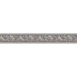 A.S. Cr&eacute;ation Bord&uuml;re &raquo;Only Borders&laquo; Barock gemustert ornamental glatt Designer Tapete Bord&uuml;re Glitzereffekt Borte Wohnzimmer Schlafzimmer grau Vinyl B/L: 0,08m x 